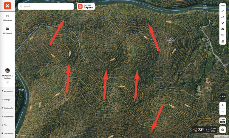 Photo Of An OnX Map Pointing Out Terrain Saddles. | National Deer ...