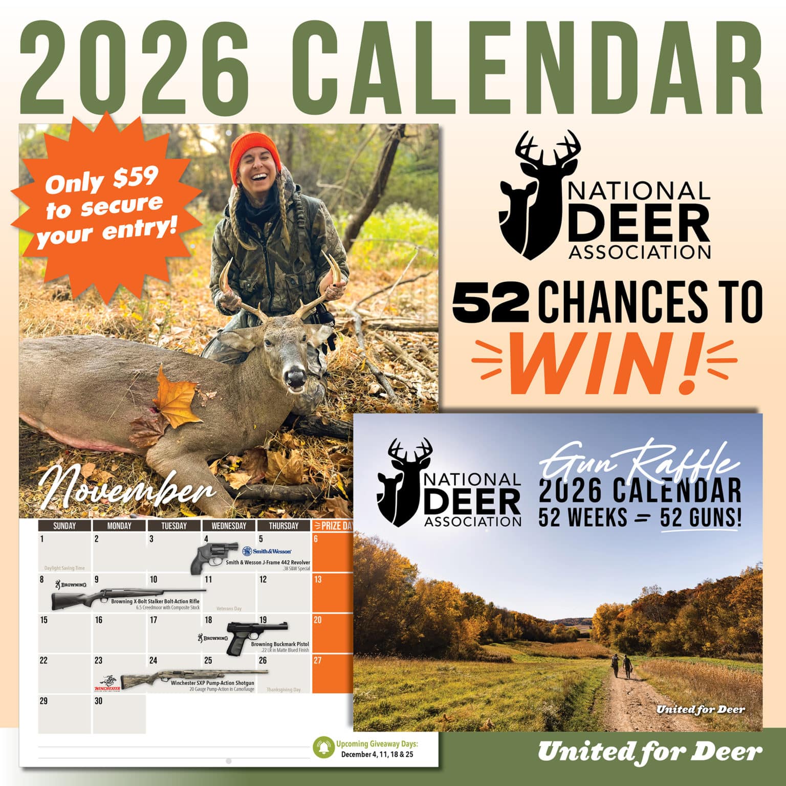 2026 52 Weeks Of Prizes Calendar | National Deer Association